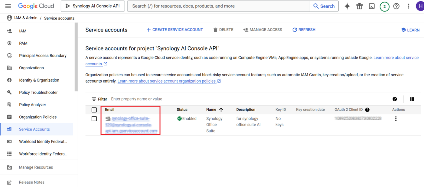 How to obtain an API key or similar credentials for integrating third-party AI with Synology AI ...
