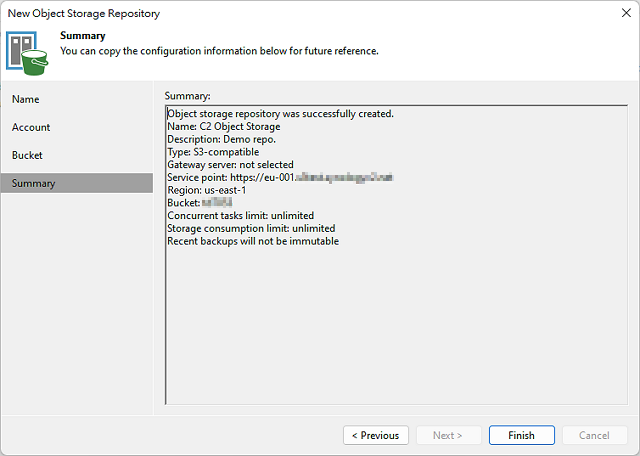 How do I set up the infrastructure in Veeam for data backup to C2 Object Storage? - Synology ...