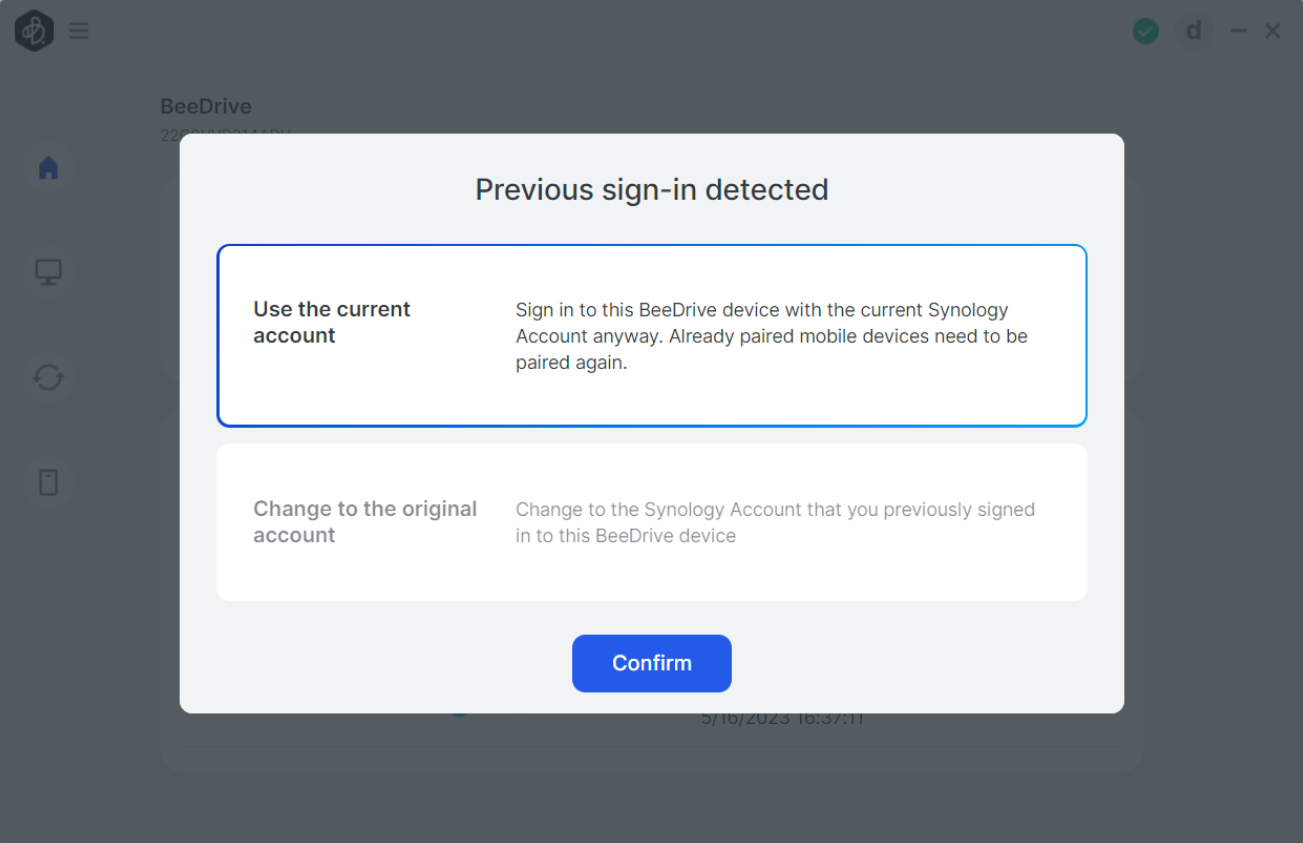 What will happen if I sign in to BeeDrive with a different account ...