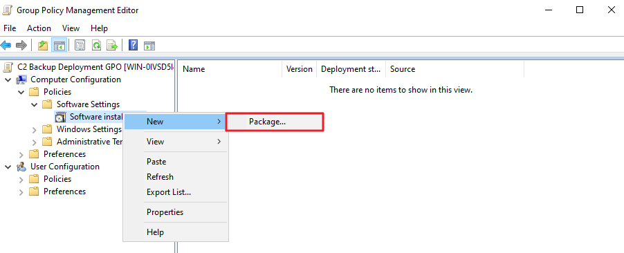How can I mass deploy the C2 Backup agent using a Group Policy Object ...