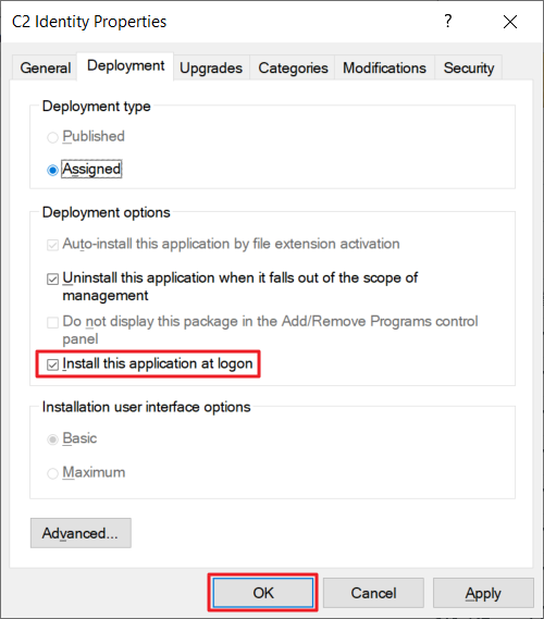 How do I set up the C2 Identity agent for mass deployment on Windows ...