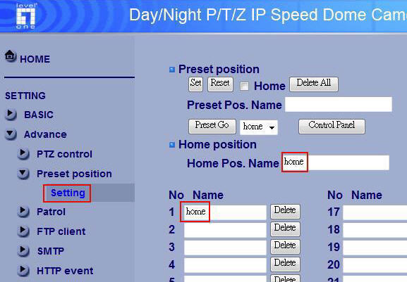 Can I move the lens of my LevelOne IP camera back to the Home position ...