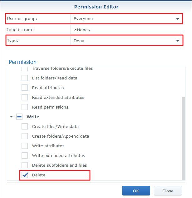 How Can I Grant Everyone Read write Permissions To Everything In A Folder But Not Delete A 