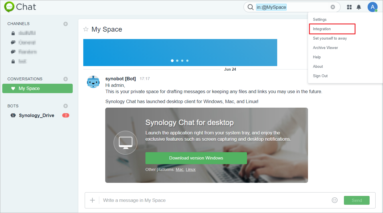 How do I send Surveillance Station data to Synology Chat via webhooks ...