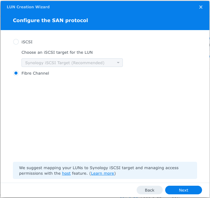 How do I create LUNs for Fibre Channel? - Synology Knowledge Center