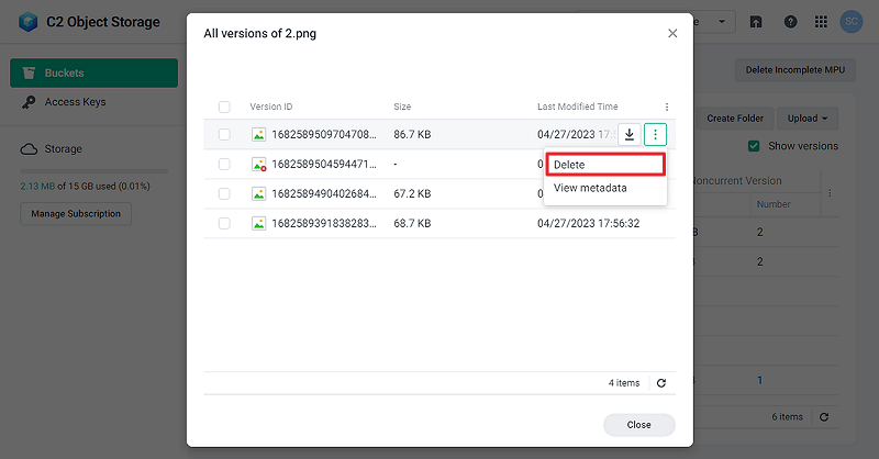 Use versioning in C2 Object Storage - Synology Knowledge Center