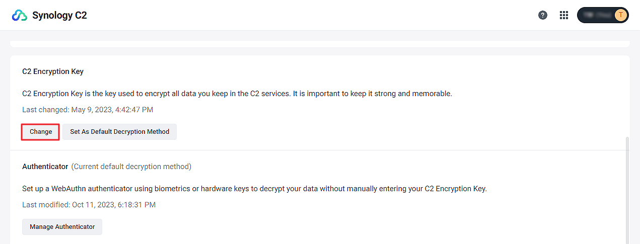 How do I change my C2 Encryption Key? - Synology Knowledge Center