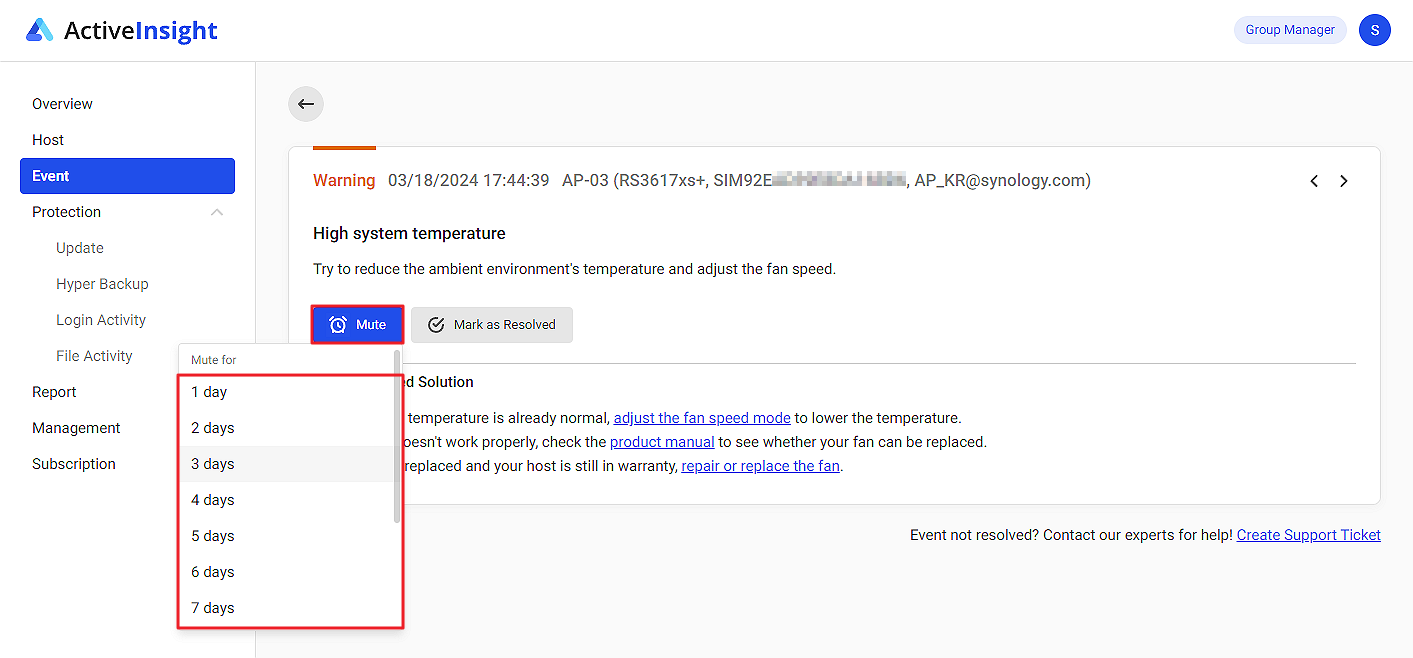 Active Insight web portal - Event - Synology Knowledge Center