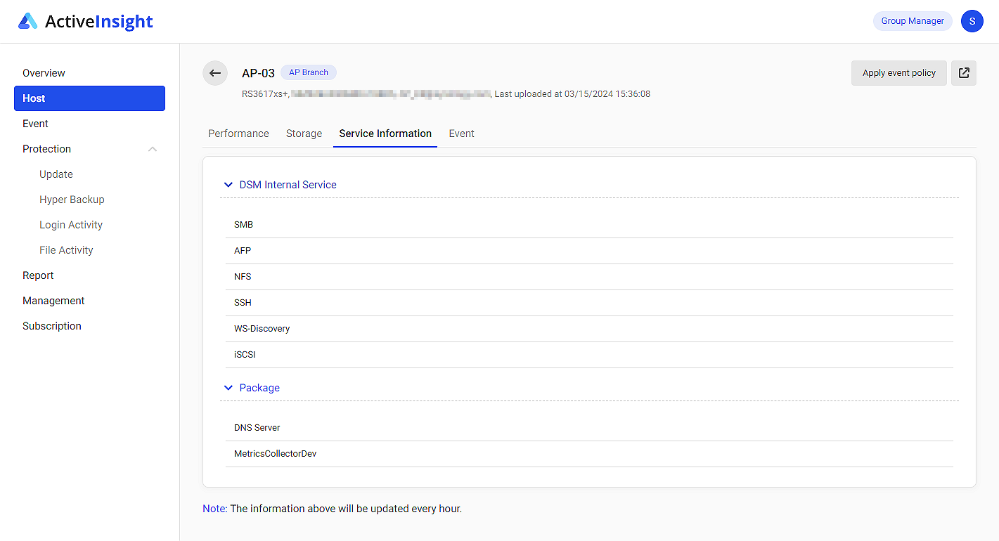 Active Insight web portal - Host - Synology Knowledge Center