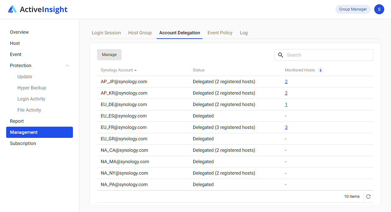 Active Insight web portal - Management - Synology Knowledge Center
