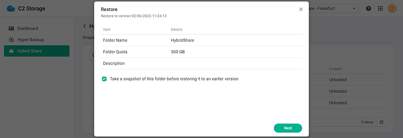 Recover previous versions of a Hybrid Share folder using C2 Storage ...