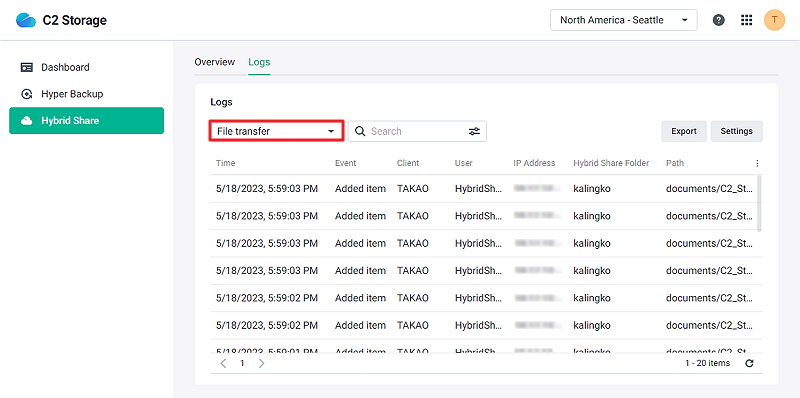 Audit Hybrid Share logs - Synology Knowledge Center
