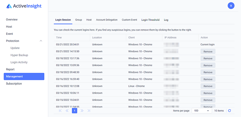 Active Insight web portal - Management - Synology Knowledge Center