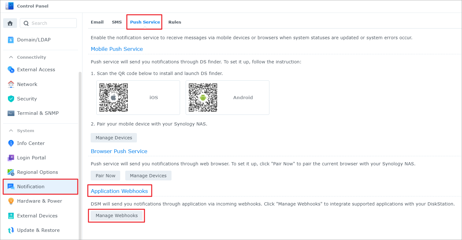 How can I configure the Synology Chat webhook to receive DSM system notifications - Synology ...