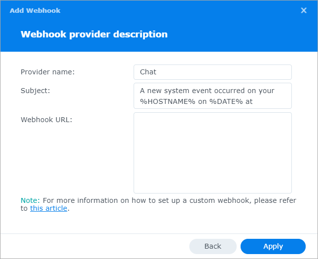 How can I configure the Synology Chat webhook to receive DSM system notifications - Synology ...